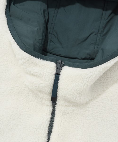 MUSINSA | COVERNAT Reversible Compiboa Hoody Zip-up Jacket White