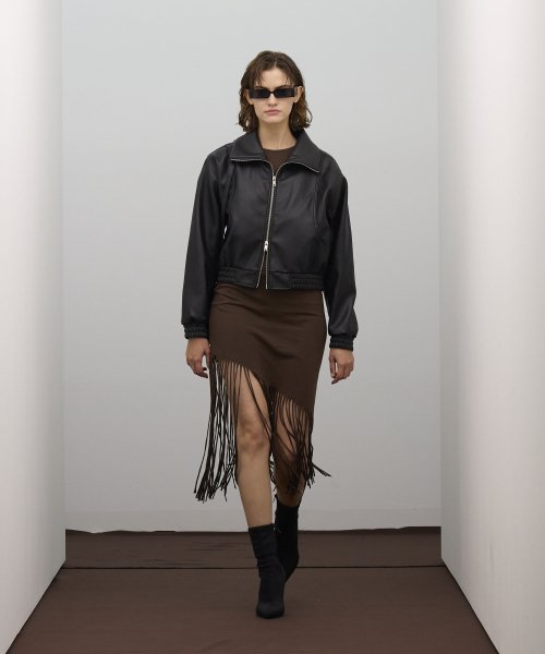 MUSINSA | VIVABROWN 85-VIVA008 Curved Short Leather Jacket Black