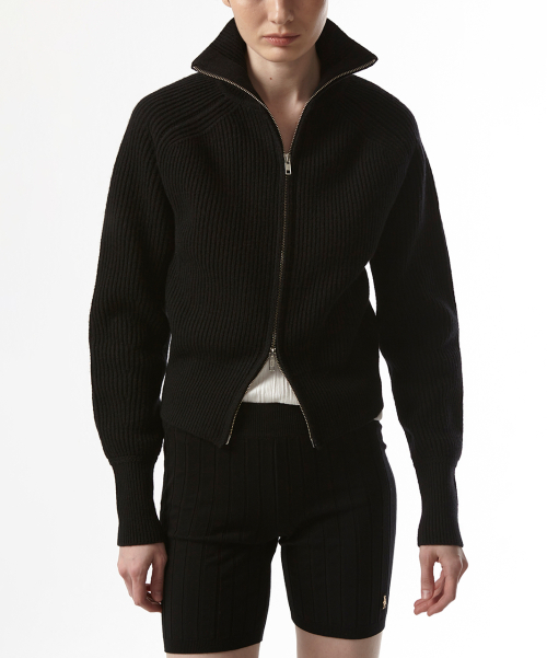 MUSINSA | EAN JO FULL ZIP KNITTED CARDIGAN (BLACK)