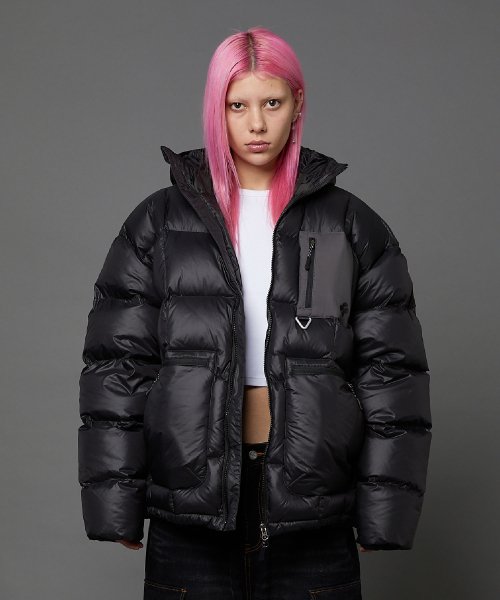 MUSINSA公式 | HOODHOOD High neck heavy duck down short padding black