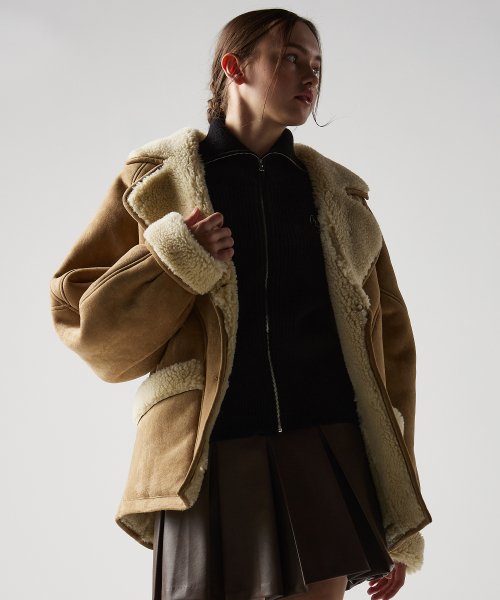 MUSINSA公式 | AWESOME STUDIO suede mustang jacket beige