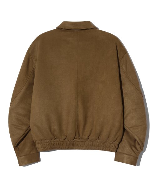 MUSINSA | TRILLION Suede rivet blouson zip-up jacket (BROWN)