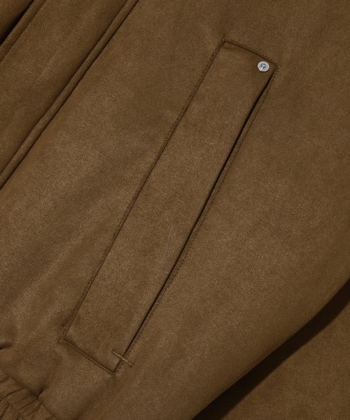 MUSINSA | TRILLION Suede rivet blouson zip-up jacket (BROWN)