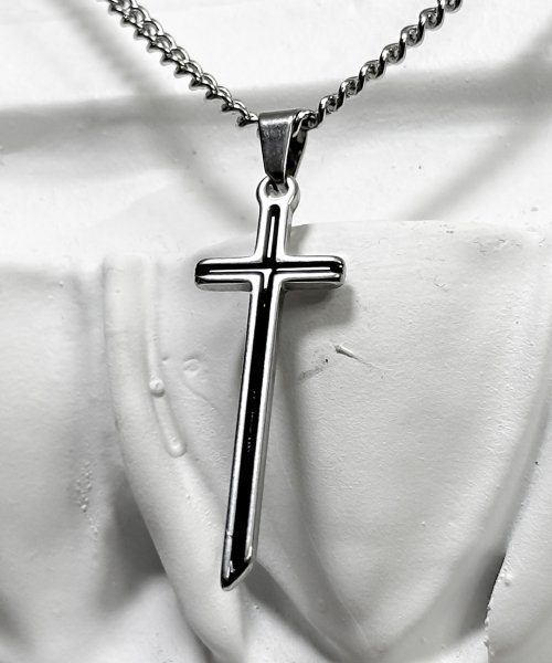 MUSINSA | BLESSED BULLET Classic Chain Cross Necklace-Silver