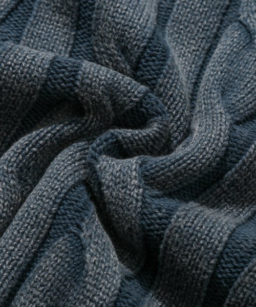 MUSINSA | TRILLION Vintage washed damaged cable knit (BLUE)