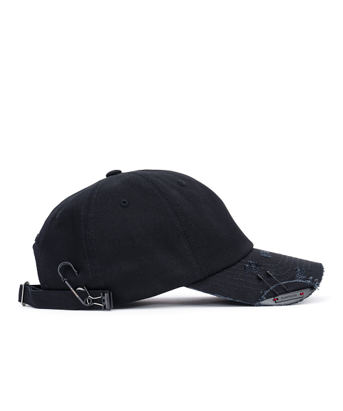 MUSINSA | BLACKBLOND Vivid Hidden Plate Slogan Side Logo Cap (Black)
