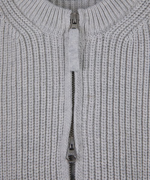 MUSINSA | HOOVES Cotton Two Way Balloon Knit Zip-up [Light Gray]