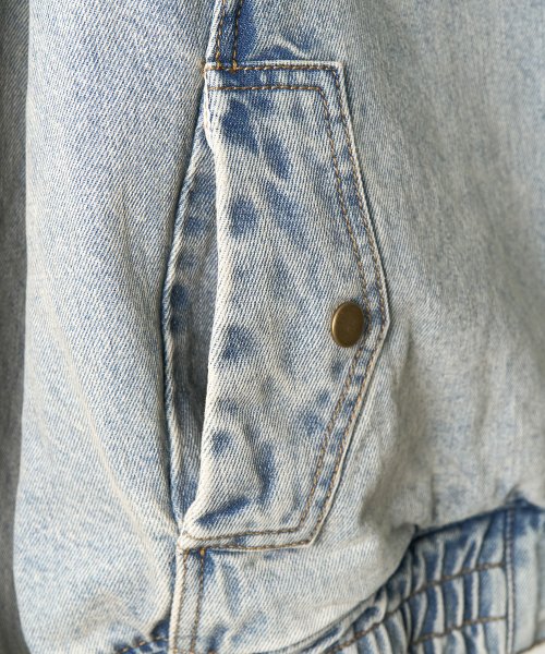 MUSINSA | TOFFEE Vintage snap denim blouson jacket (BLEACHED BLUE)