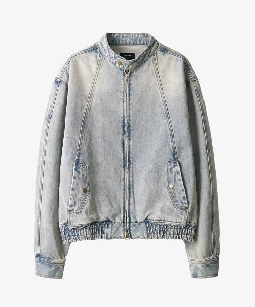 MUSINSA | TOFFEE Vintage snap denim blouson jacket (BLEACHED BLUE)
