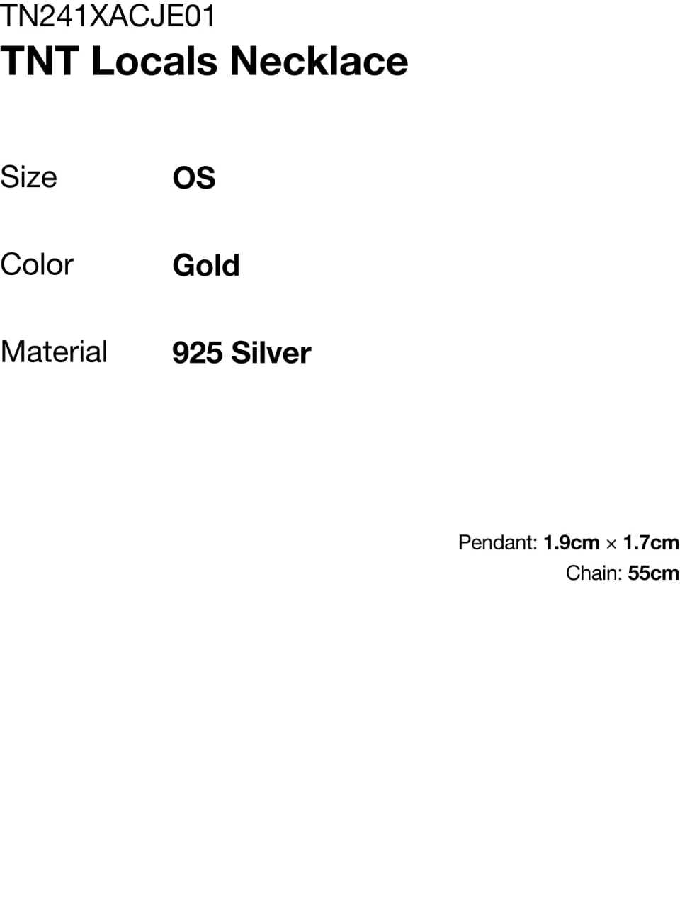 TNT Locals Necklace Gold - 감도 깊은 취향 셀렉트샵 29CM