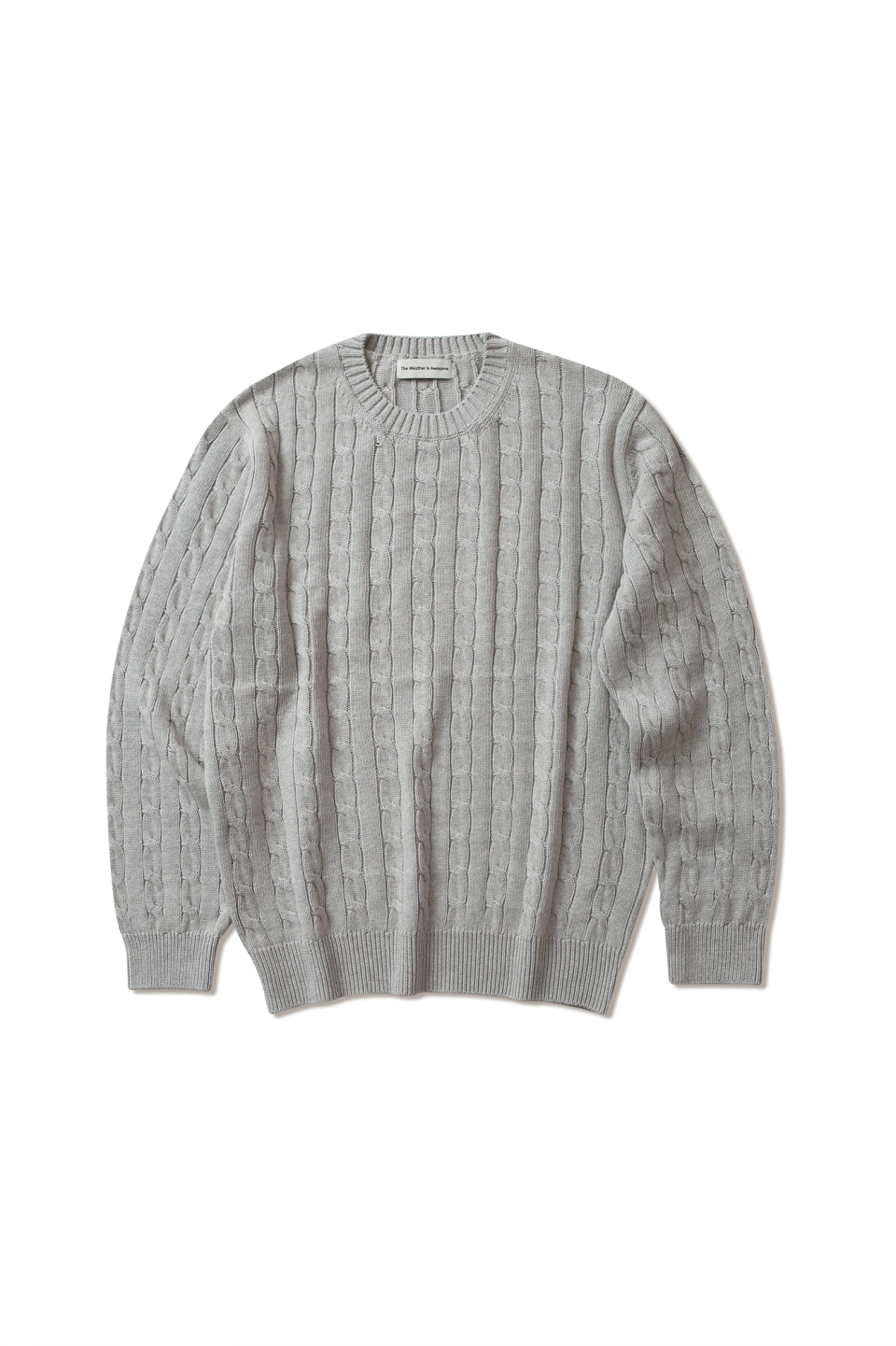Cotton Cable Knit Crewneck (Light Gray) | ETERNAL JOURNEY