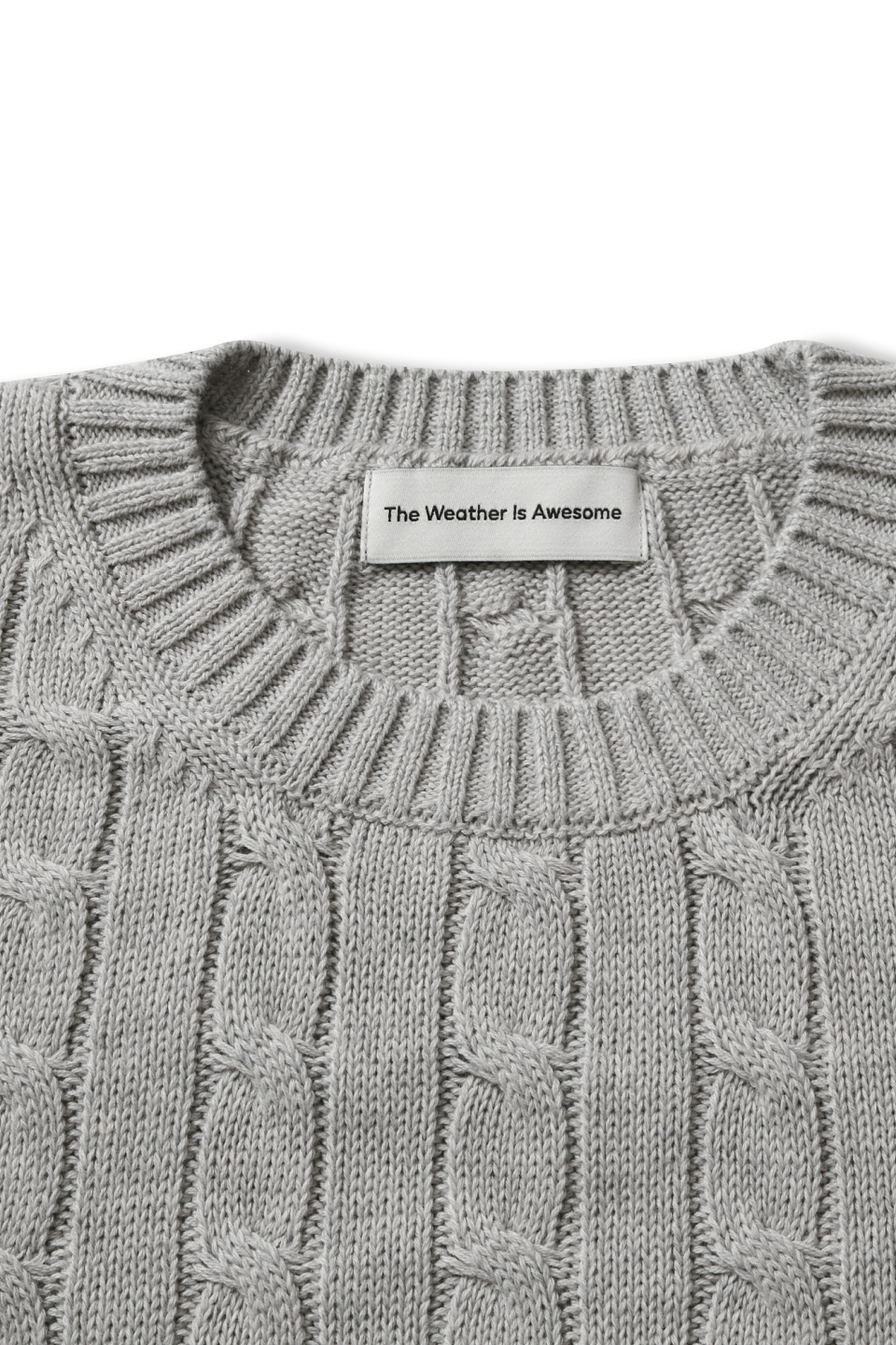 Cotton Cable Knit Crewneck (Light Gray) | ETERNAL JOURNEY