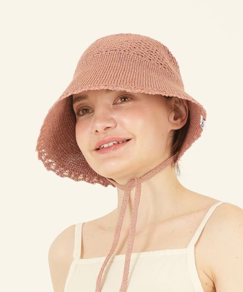 MUSINSA | ABON Beach Leaf String Bucket Hat White
