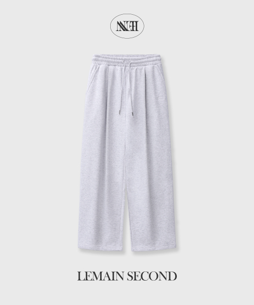 MUSINSA | LEMAIN SECOND [2PACK] ONE-TUCK WIDE SWEAT PANTS - GRAY/WHITE MELANGE