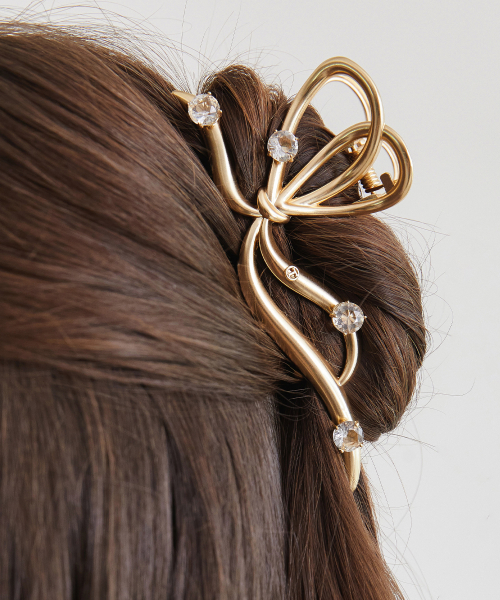 MUSINSA | TATIANA Queen Crystal Ribbon Hair Crow Clip HB2261