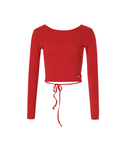 MUSINSA公式 | CRANK Eyelet string crop top_red
