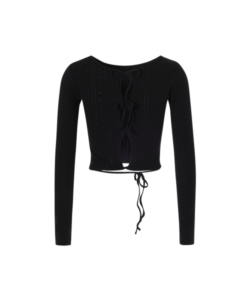 MUSINSA公式 | CRANK Eyelet string crop top_black