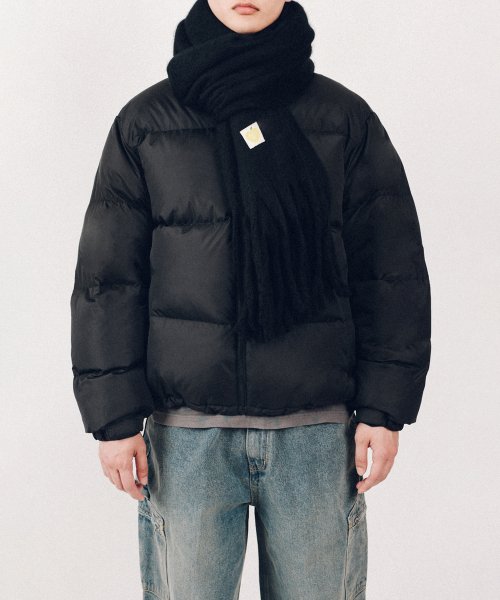 MUSINSA | PHYPS (Layered) Duck Down Muffler Puffer Jacket_Black