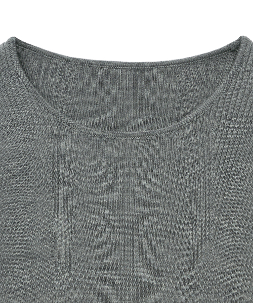 MUSINSA | NOIRER Micro Ribbed Square Neck Knit (Gray)