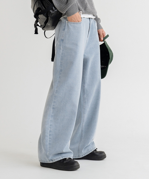 MUSINSA | LEMAIN SECOND [2PACK] NATURAL WASHING WIDE DENIM PANTS - LIGHT BLUE/MEDIUM BLUE