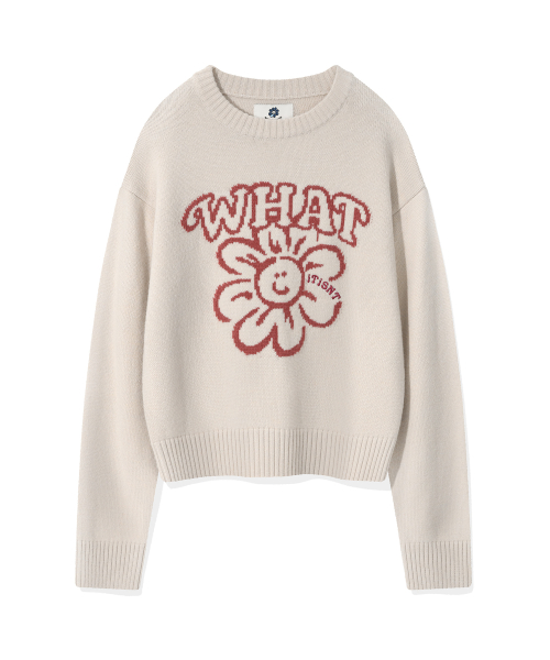 MUSINSA | WACKY WILLY Women's Florilogo Pullover Oatmeal