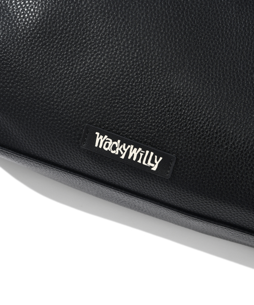 MUSINSA | WACKY WILLY Typo Square Crossbody Bag Black