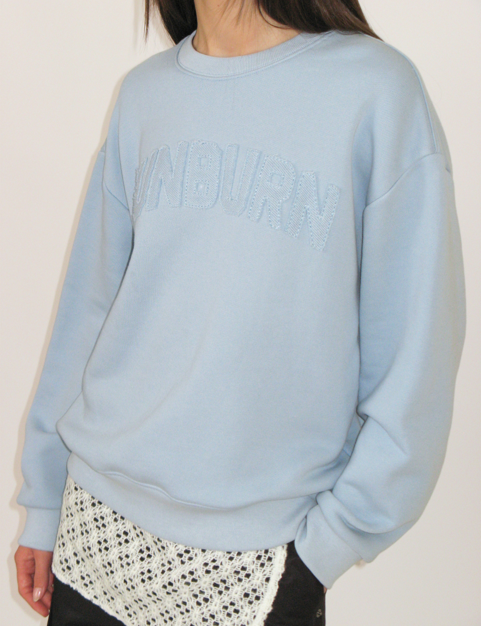 MUSINSA | SUNBURN PROJECT Sunburn Logo Patch Sweatshirt, SKYBLUE