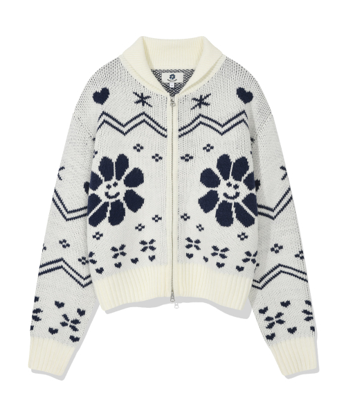 MUSINSA | WACKY WILLY Women's Flory Zip-Up Cardigan Cream