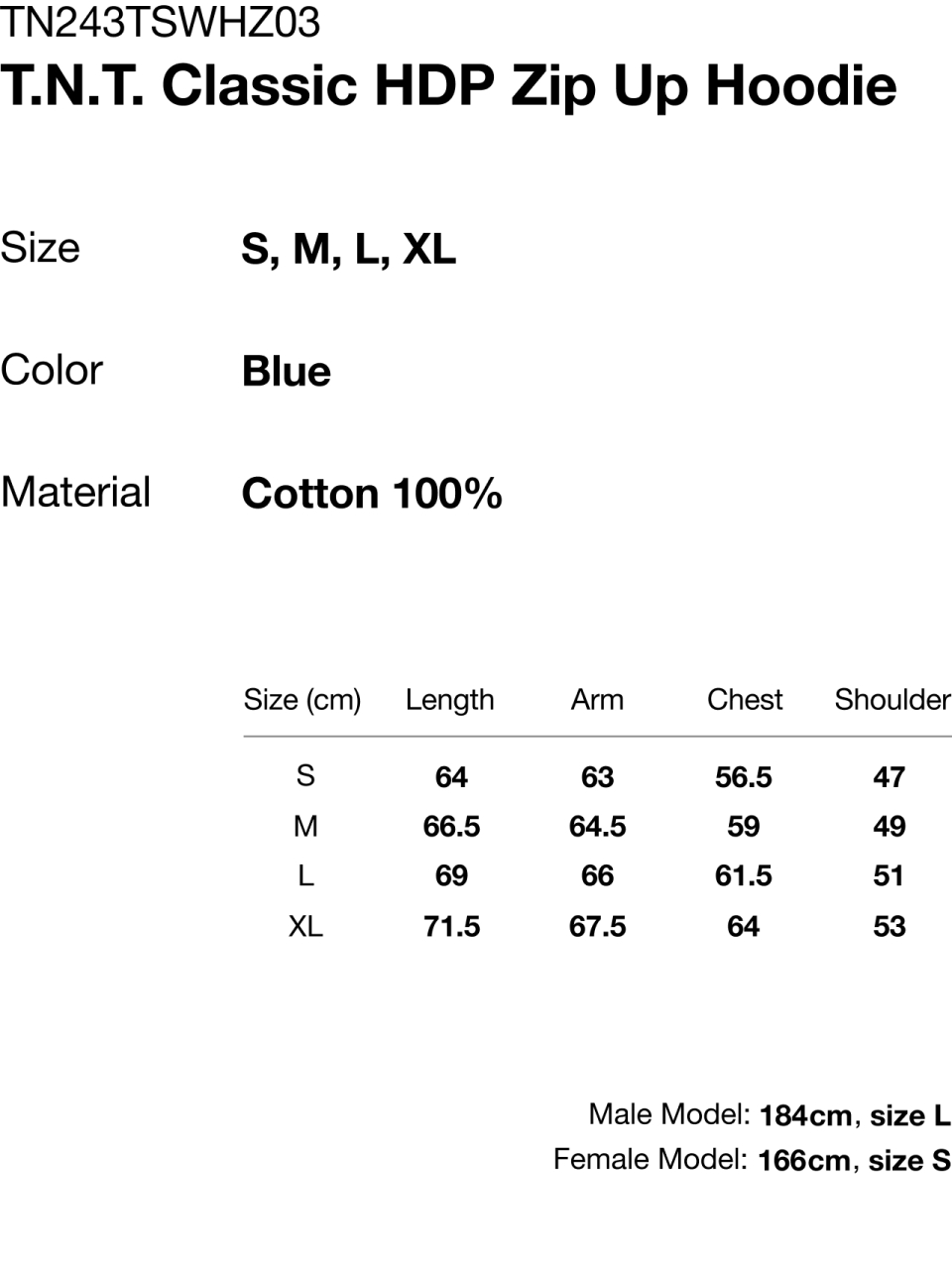 T.N.T. Classic HDP Zip Up Hoodie Blue - 감도 깊은 취향 셀렉트샵 29CM