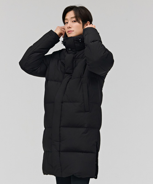 MUSINSA | CHASECULT Public Basic Hood Long Padding Jumper - Black