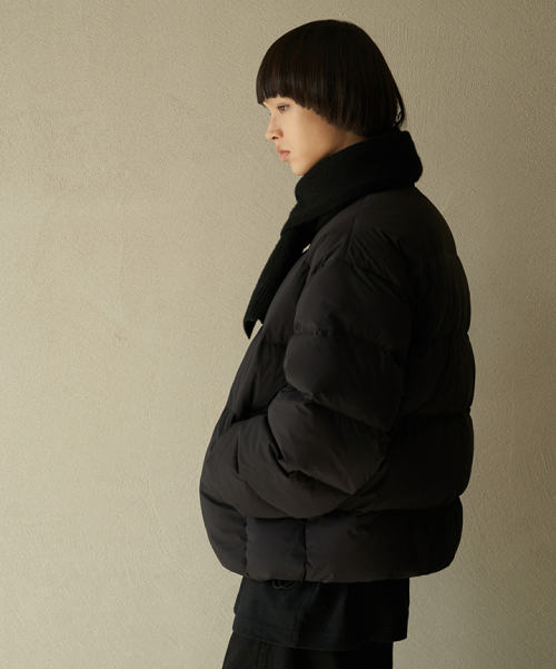 MUSINSA | LAFUDGESTORE Duckdown minimal puffer short padding_Black