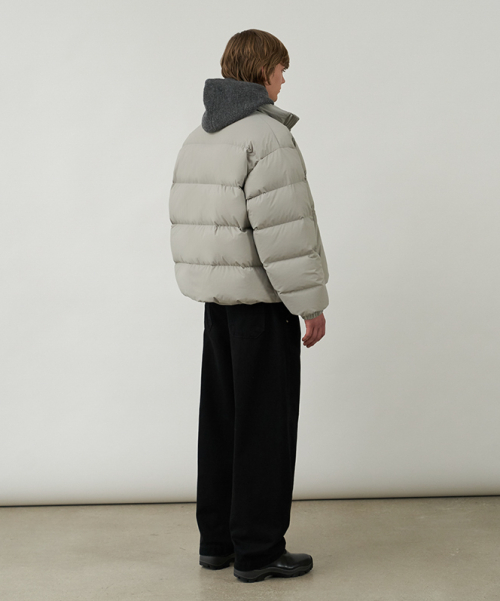 MUSINSA | LAFUDGESTORE Duckdown minimal puffer short padding_Soft Gray