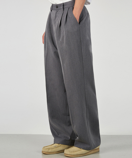 MUSINSA | GLW Two-Tuck Wide Slacks Gray