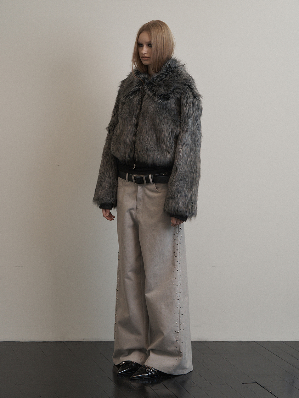 셋업이엑스이(SETUP-EXE) FUR SHORT JACKET / CHARCOAL - 사이즈 & 후기 | 무신사