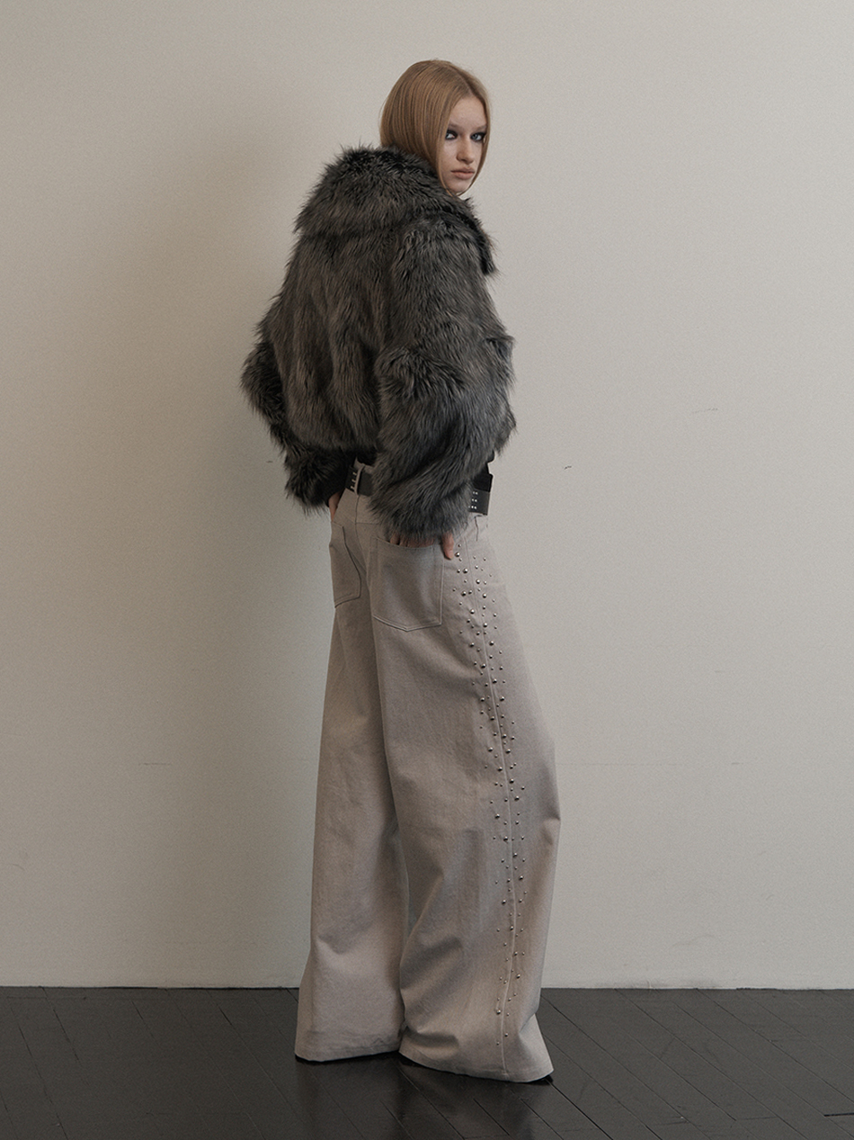 셋업이엑스이(SETUP-EXE) FUR SHORT JACKET / CHARCOAL - 사이즈 & 후기 | 무신사