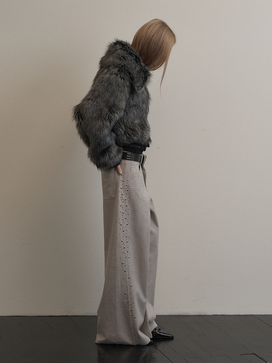 셋업이엑스이(SETUP-EXE) FUR SHORT JACKET / CHARCOAL - 사이즈 & 후기 | 무신사