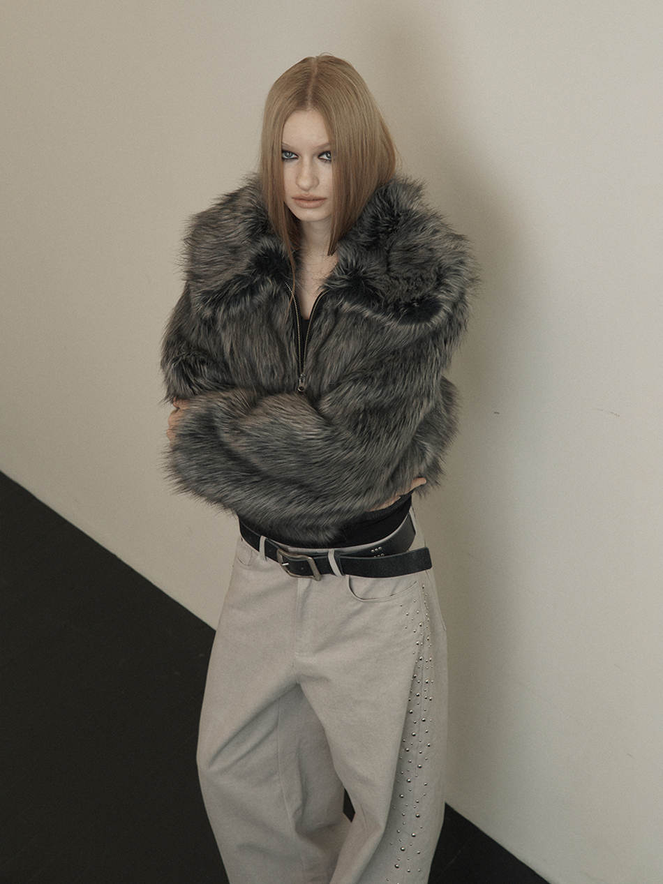 셋업이엑스이(SETUP-EXE) FUR SHORT JACKET / CHARCOAL - 사이즈 & 후기 | 무신사