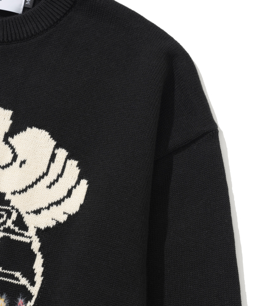 MUSINSA | KNITTED [NITTED X QWER DEMO] Let's Love Donut Round Knit BLACK