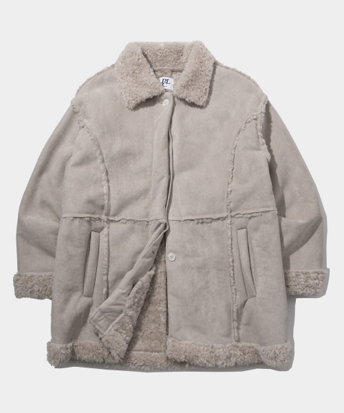 MUSINSA公式 | PLACE STUDIO Fur Line Detail Overfit Suede Half Mustang [Black]