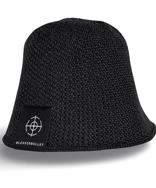 MUSINSA公式 | BLESSED BULLET Oversized Logo Knit Bucket Hat - COLD BLACK ...
