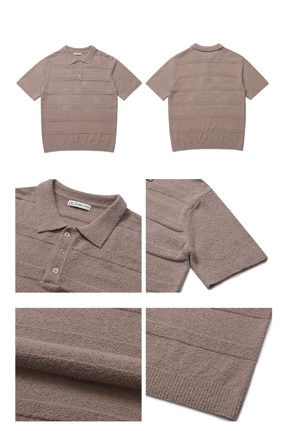 MUSINSA | CONNECT KINLOCH Terry Button Collar Short Sleeve Knit (Light ...