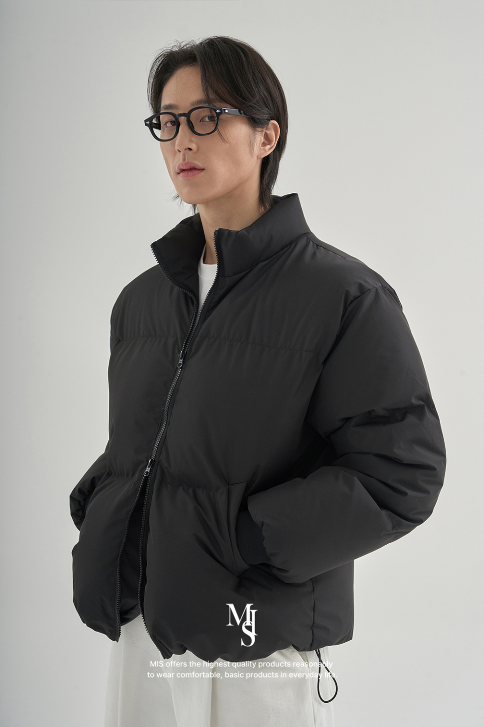 MUSINSA | MOOD INSIDE Unisex puffer short padding_Black