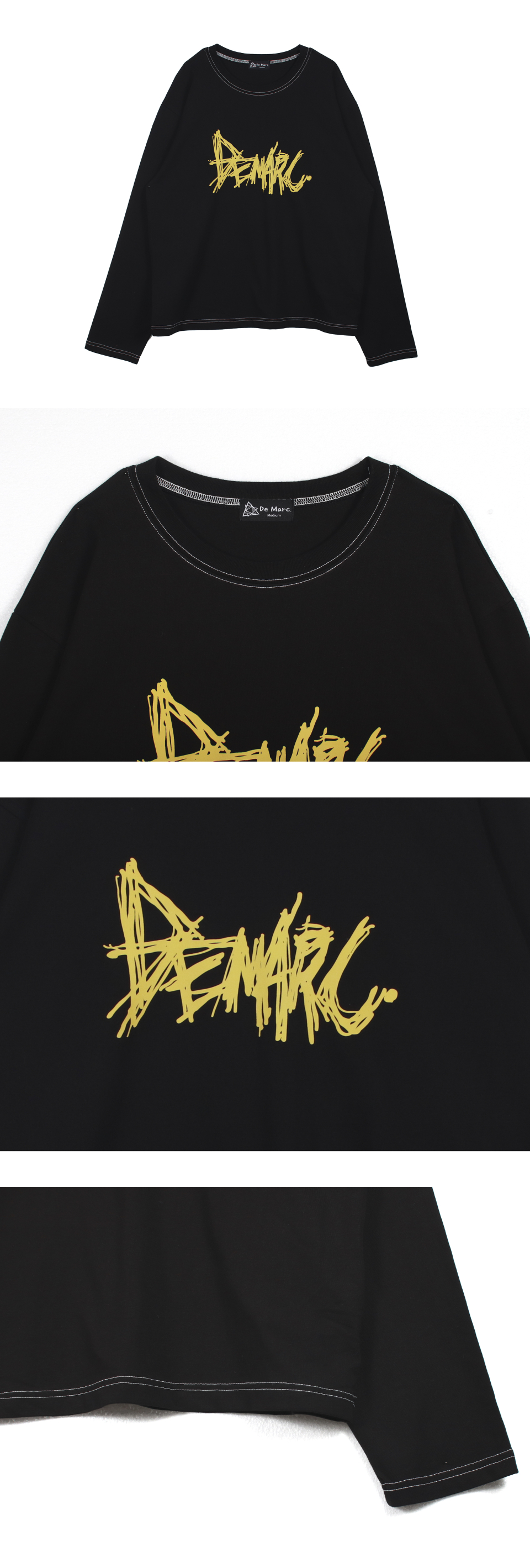 드마크(DEMARC) M GRAFFITI LOGO TEXT BOXY LONG SLEEVE - Black - 사이즈 & 후기 | 무신사