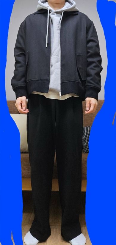 MUSINSA | DRAW FIT Cotton Twill Knit Color Matching Zip-up Jacket [BLACK]