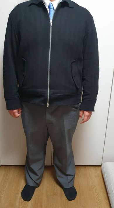 MUSINSA | DRAW FIT Cotton Twill Knit Color Matching Zip-up Jacket [BLACK]