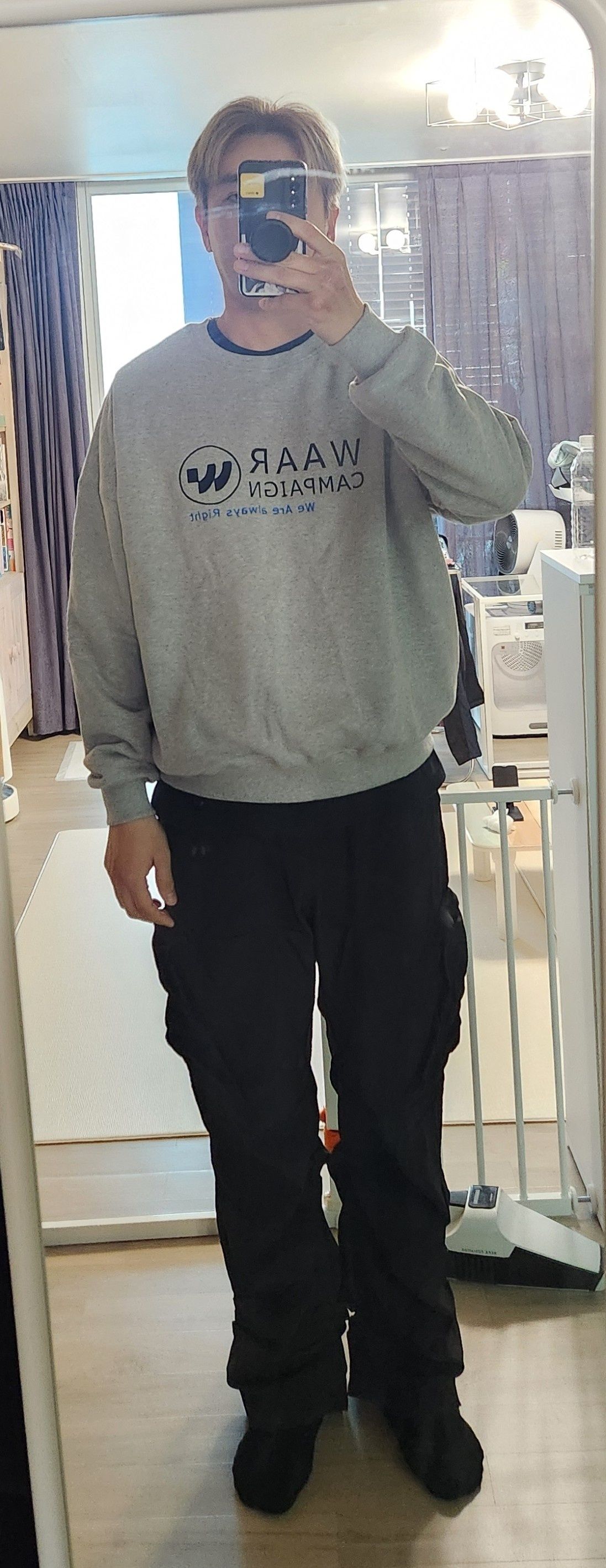 MUSINSA | WAAR T1004 M Campaign Sweatshirt_Navy