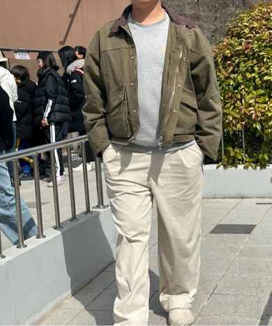 MUSINSA | PARTIMENTO VTG Washed Wide Work Jacket Mos Khaki