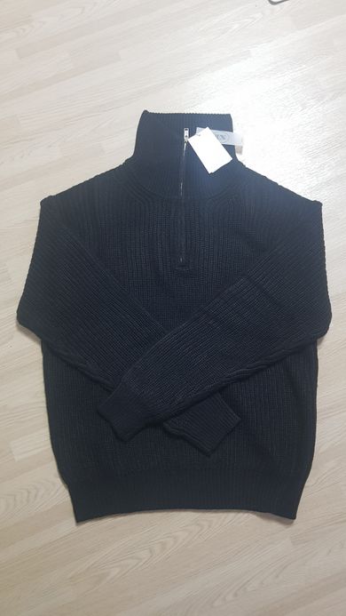 MUSINSA | LEMAIN SECOND Overfit volume washable half zip-up hachi knit [black]