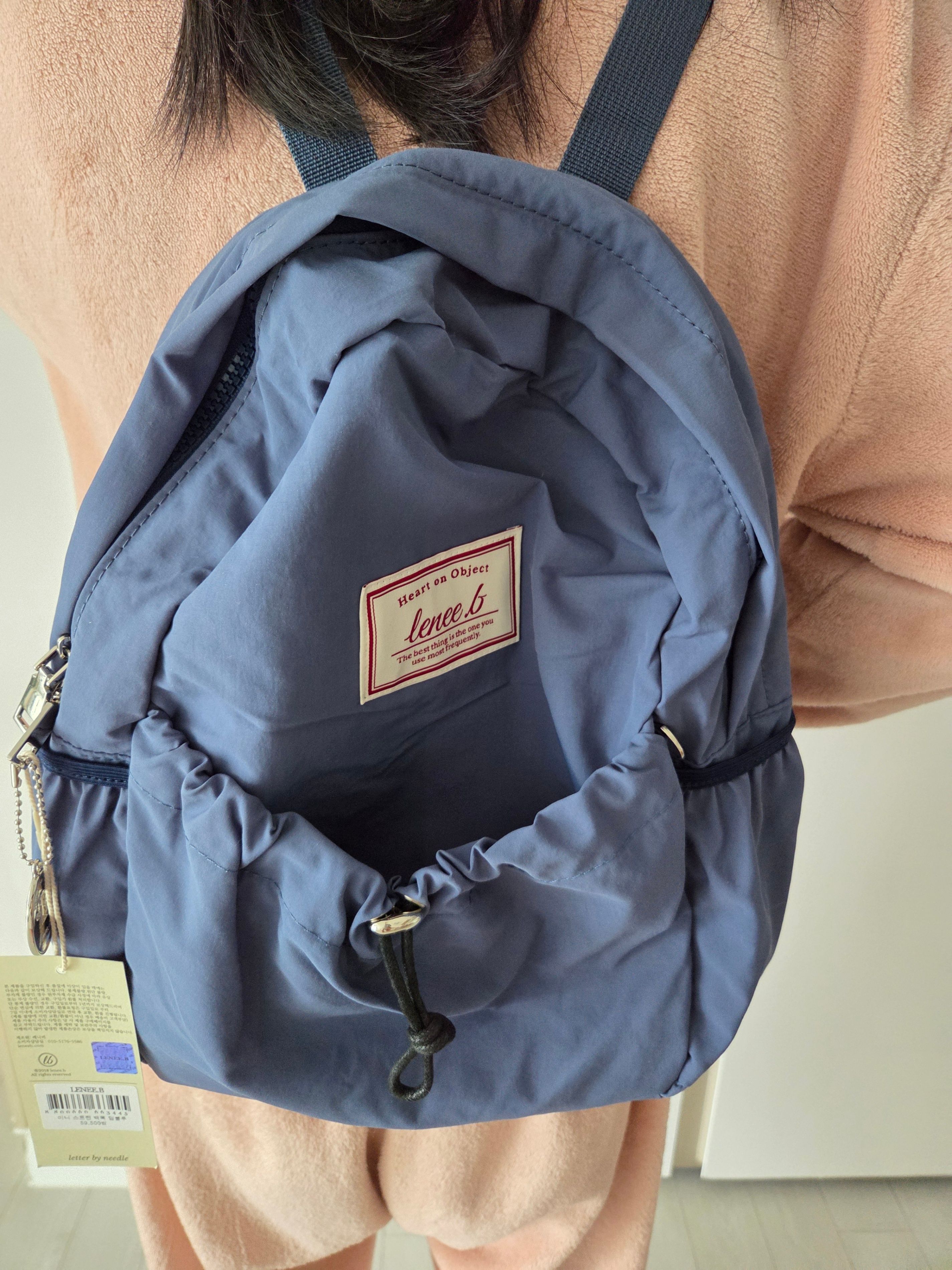 MUSINSA | LENEE B Mini String Backpack Deep Blue