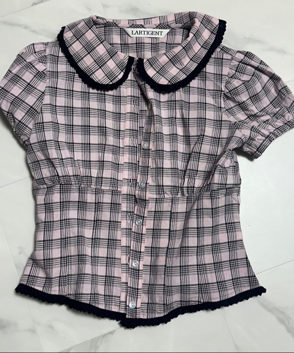 MUSINSA公式 | LARTIGENT L15 CHECK PUFF SHIRT(PINK)